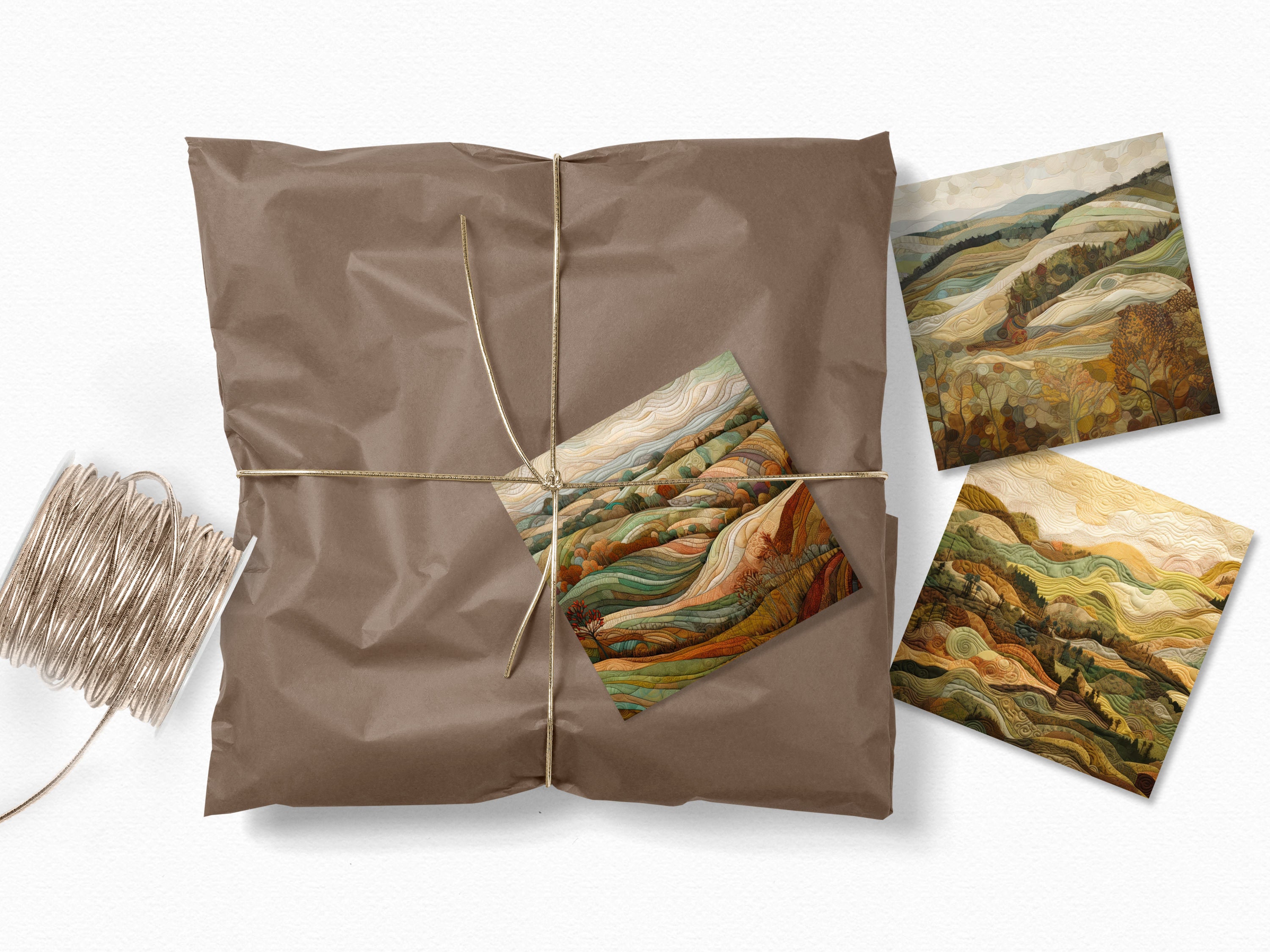 Quilted Autumn Landscapes – Patchwork Fall Hills Art – Cozy Textile ...