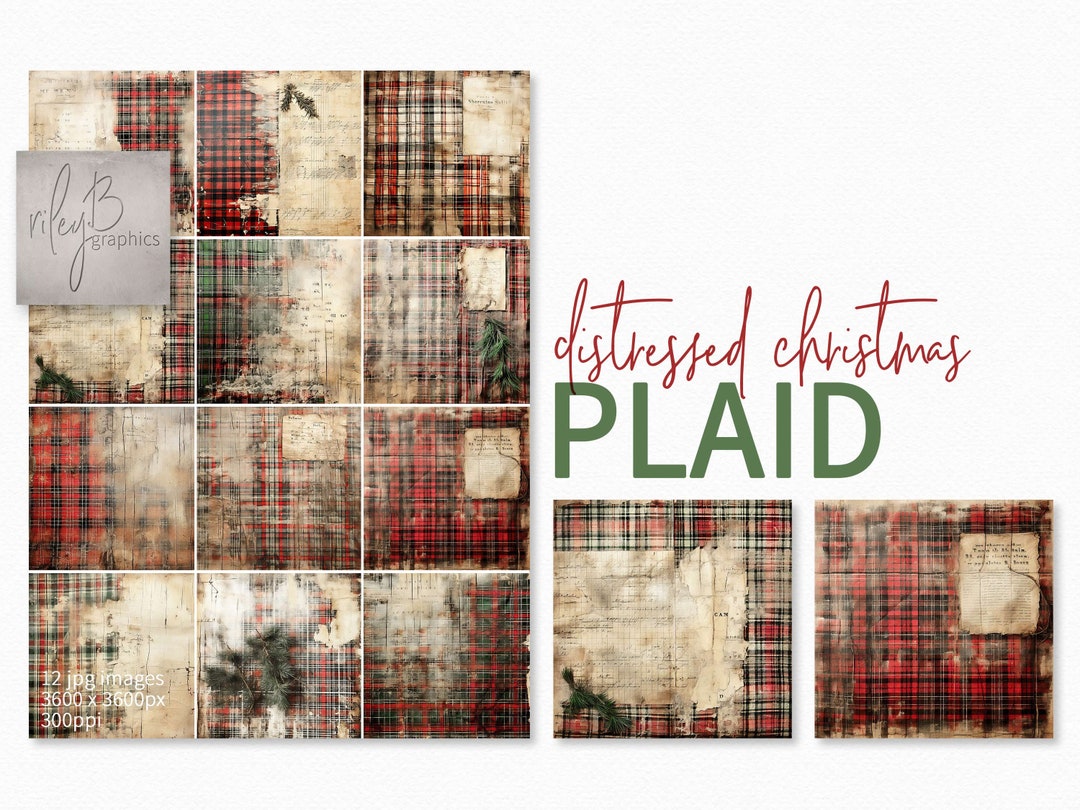 Distressed Christmas Plaid – Vintage Tartan Backgrounds – Rustic ...