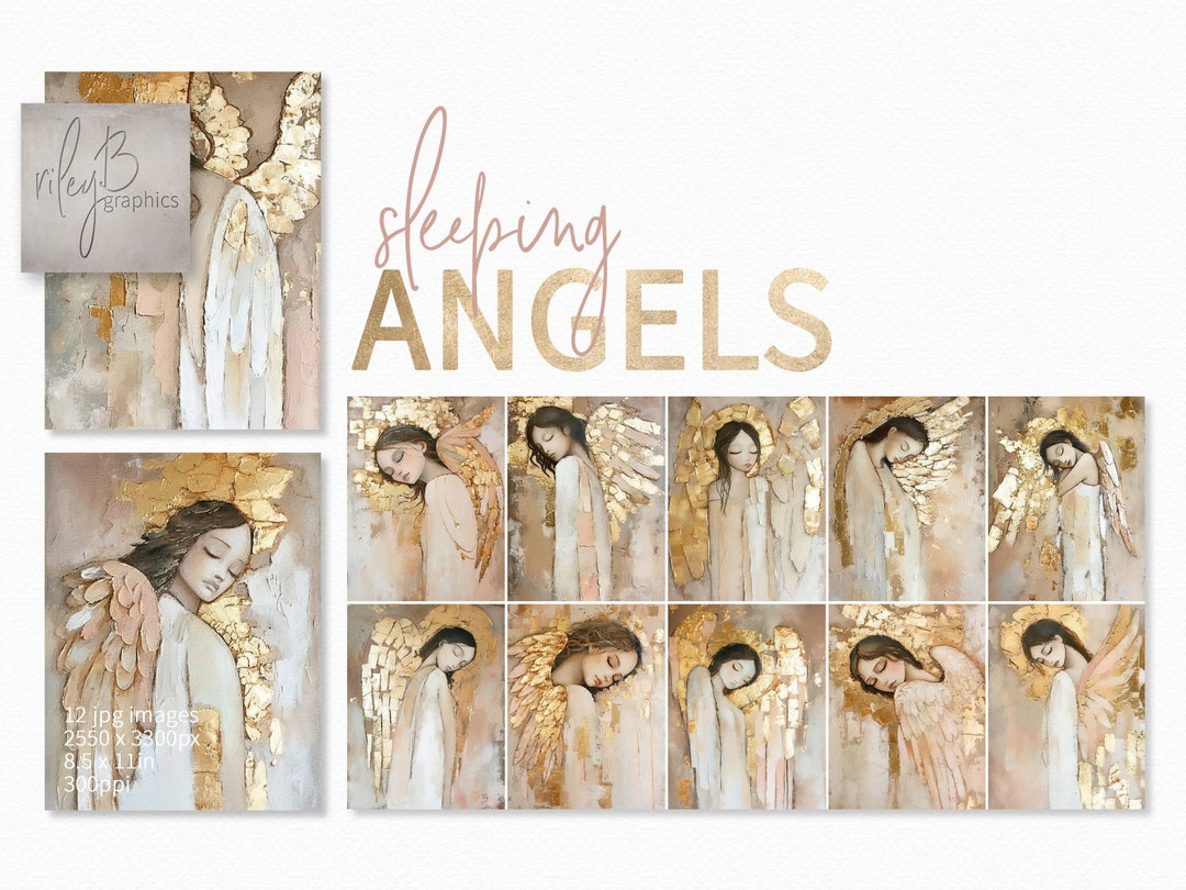 Sleeping Angels – Peaceful Angel Portraits With Gold Leaf Wings – Blush ...