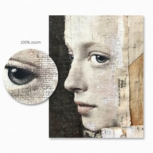 Patched Portraits – Vintage Collage Female Faces – Neutral Beige Art ...