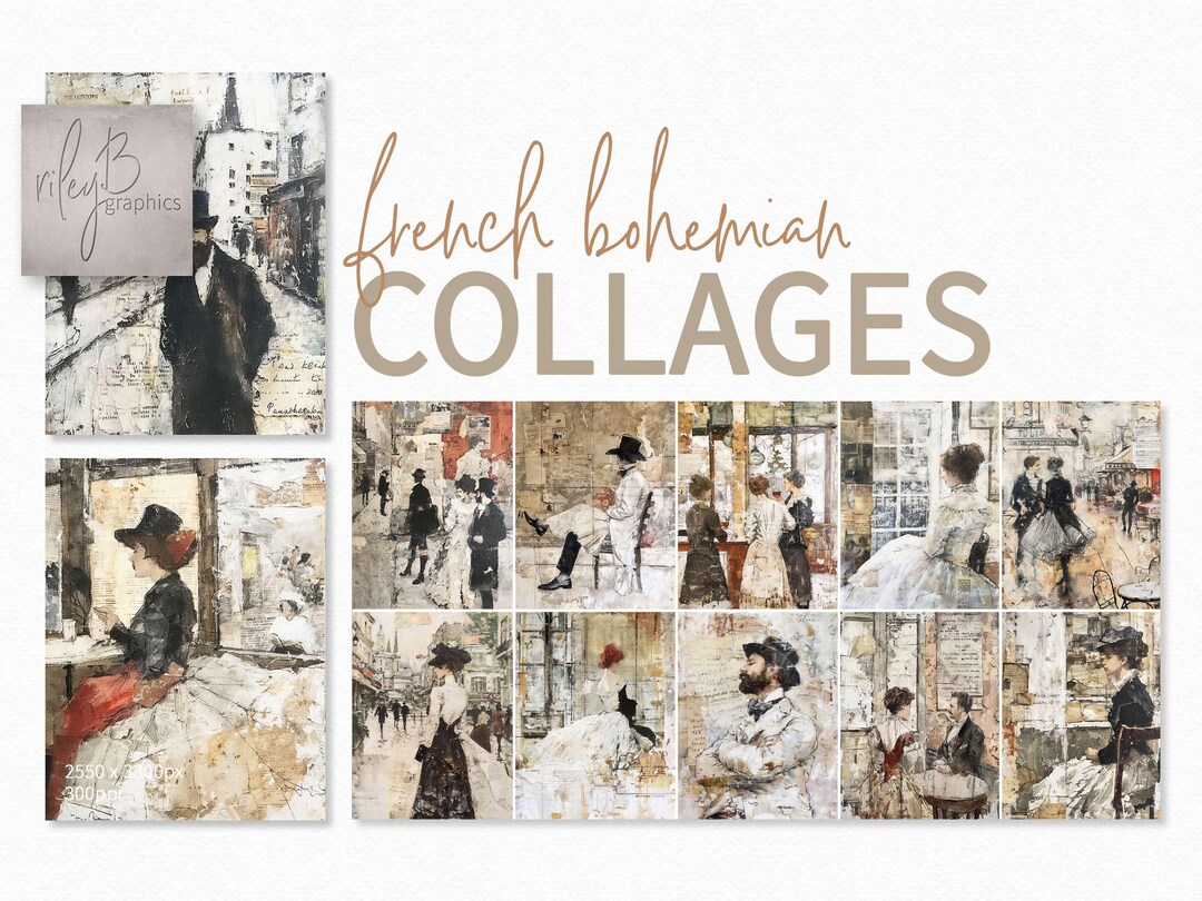 French Bohemian Collages - Vintage Parisian Scenes - Artistic Street ...