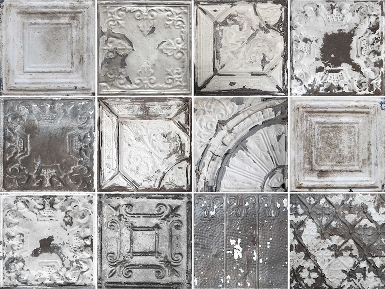 Vintage Ceiling Tiles Tin Tile Backgrounds Weathered Paint - Etsy