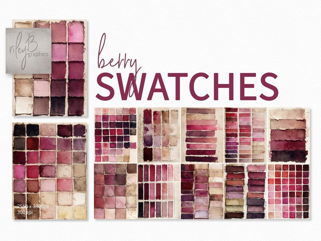 Berry Swatches – Watercolor Burgundy and Pink Color Palette Charts ...
