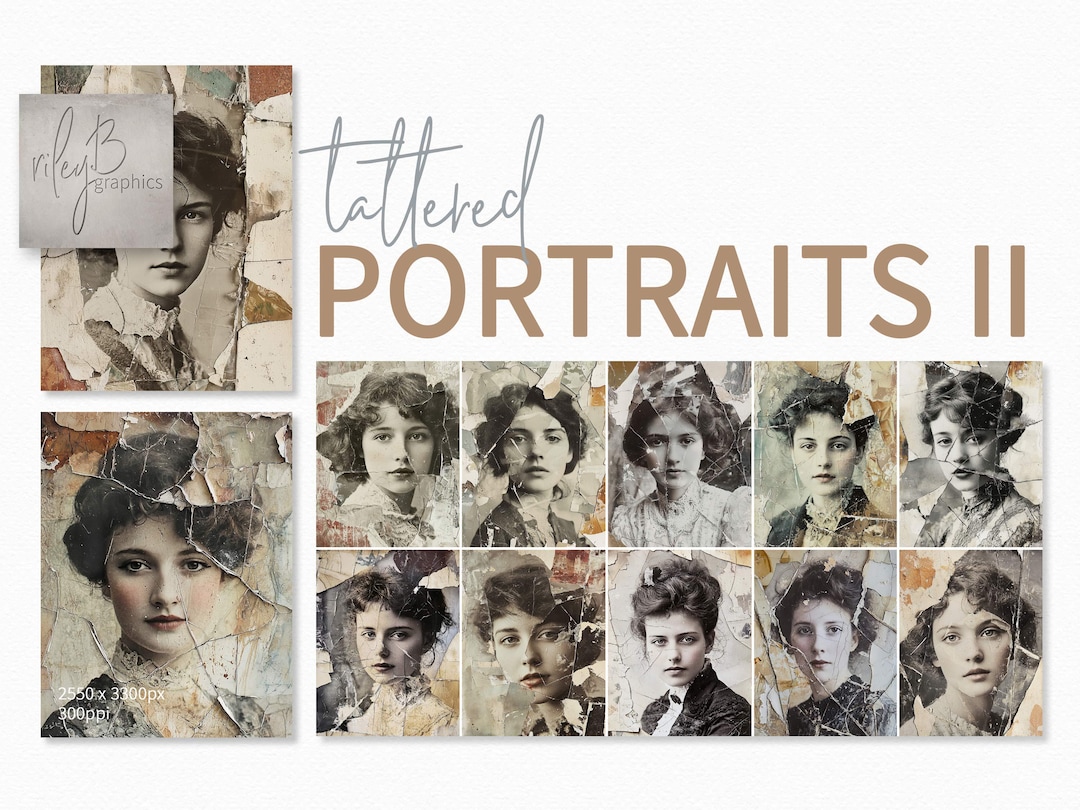 Tattered Portraits 2 - Vintage Portrait Photos - Lightly Colored ...