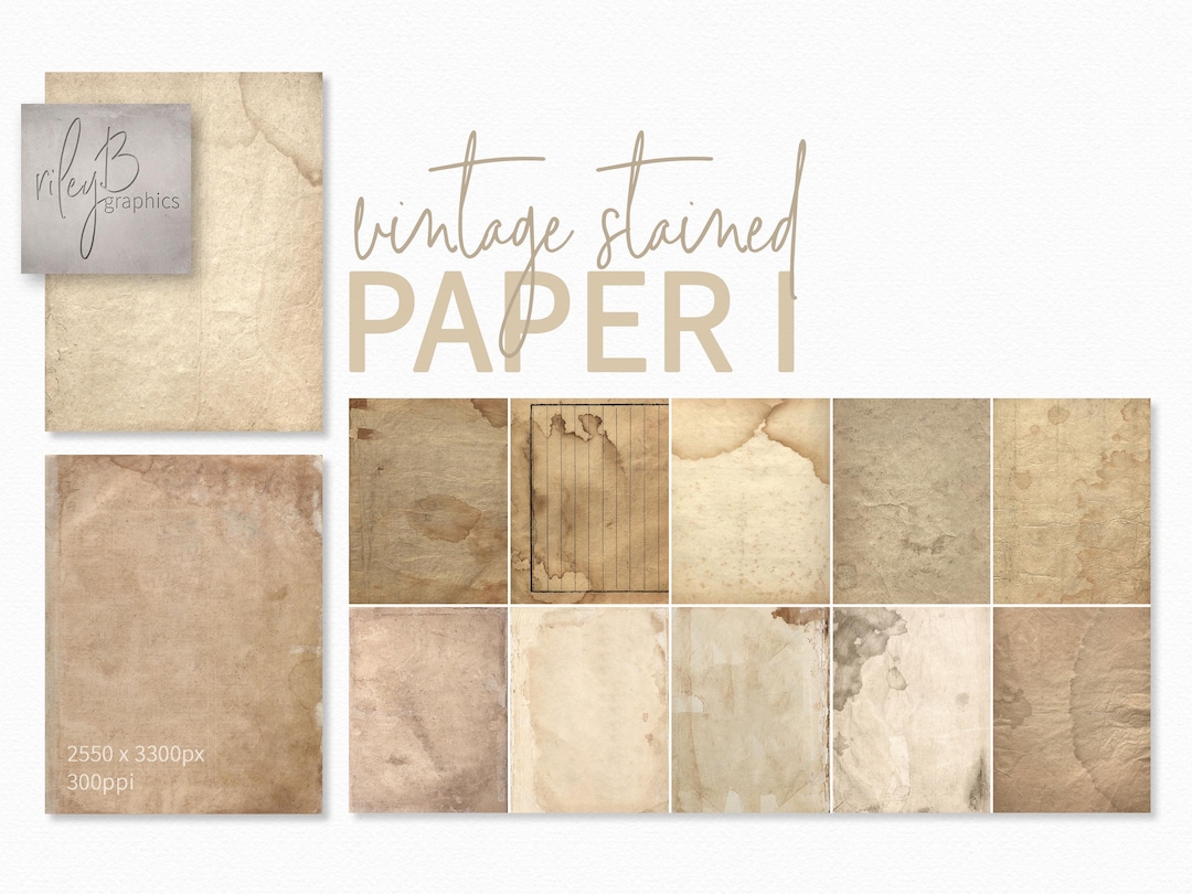 Vintage Stained Paper 1 - Aged Paper Textures - Grunge Creases and ...