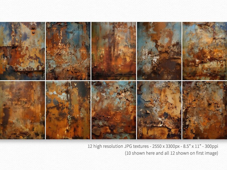 Rust Paintings 2 – Industrial Metal Wall Art – Blue Orange Rust Texture ...