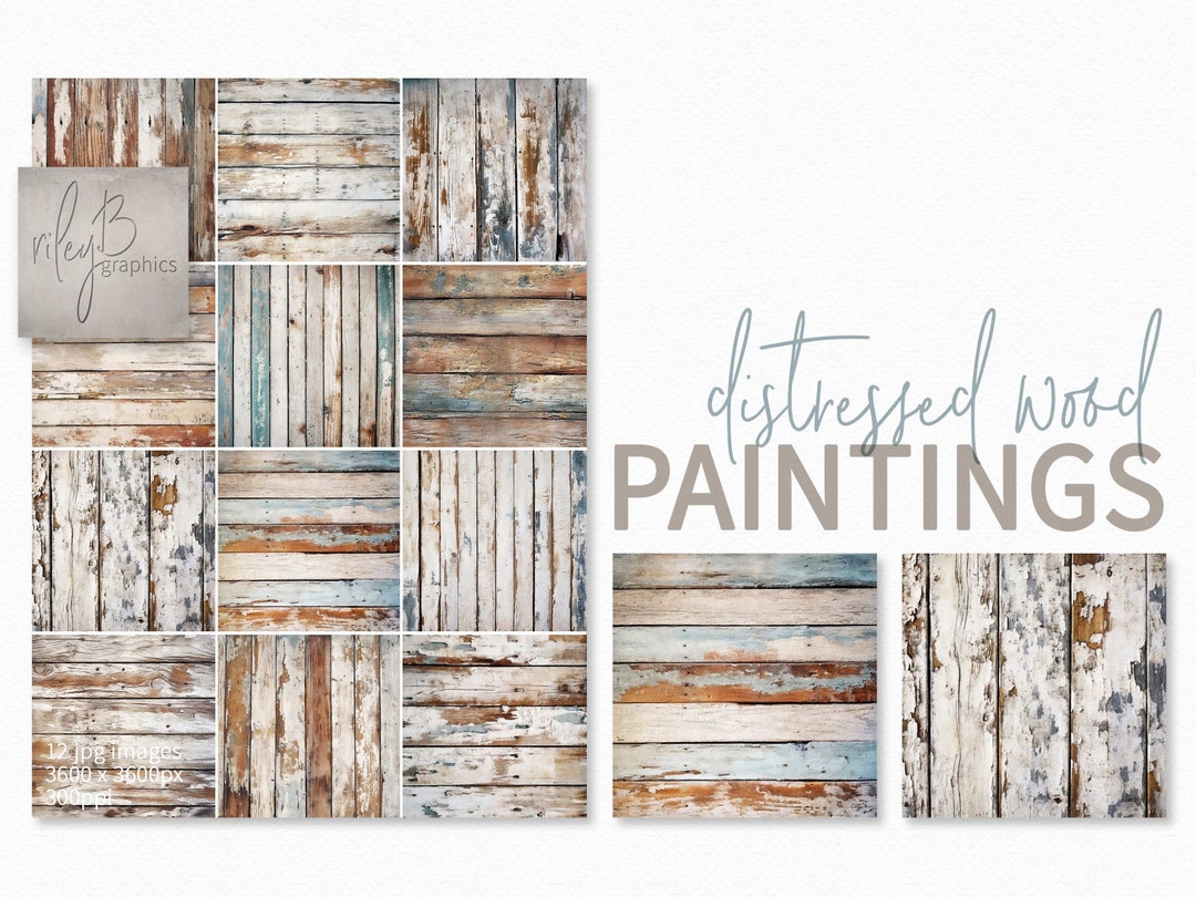 Distressed Wood Digital Paintings - Light Distressed Wood Textures ...