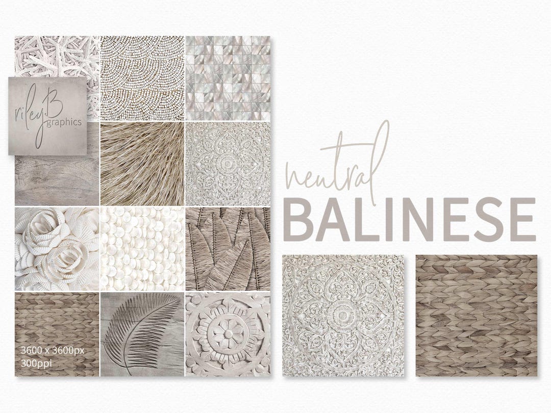 Neutral Balinese – Handcrafted Natural Texture Set With Shell, Rattan ...