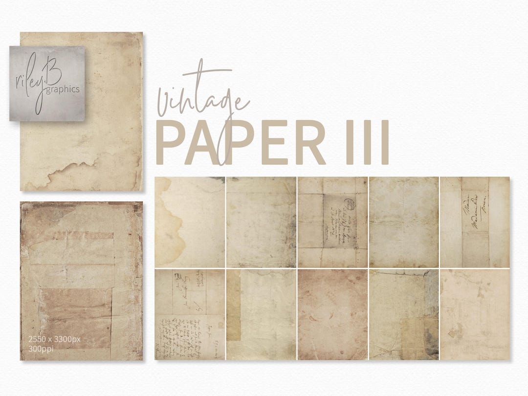 Vintage Paper Textures 3 - Aged Document Backgrounds - Folded and ...