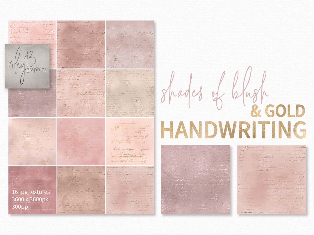 Shades of Blush and Gold Handwriting - Soft Grunge Script Layers ...