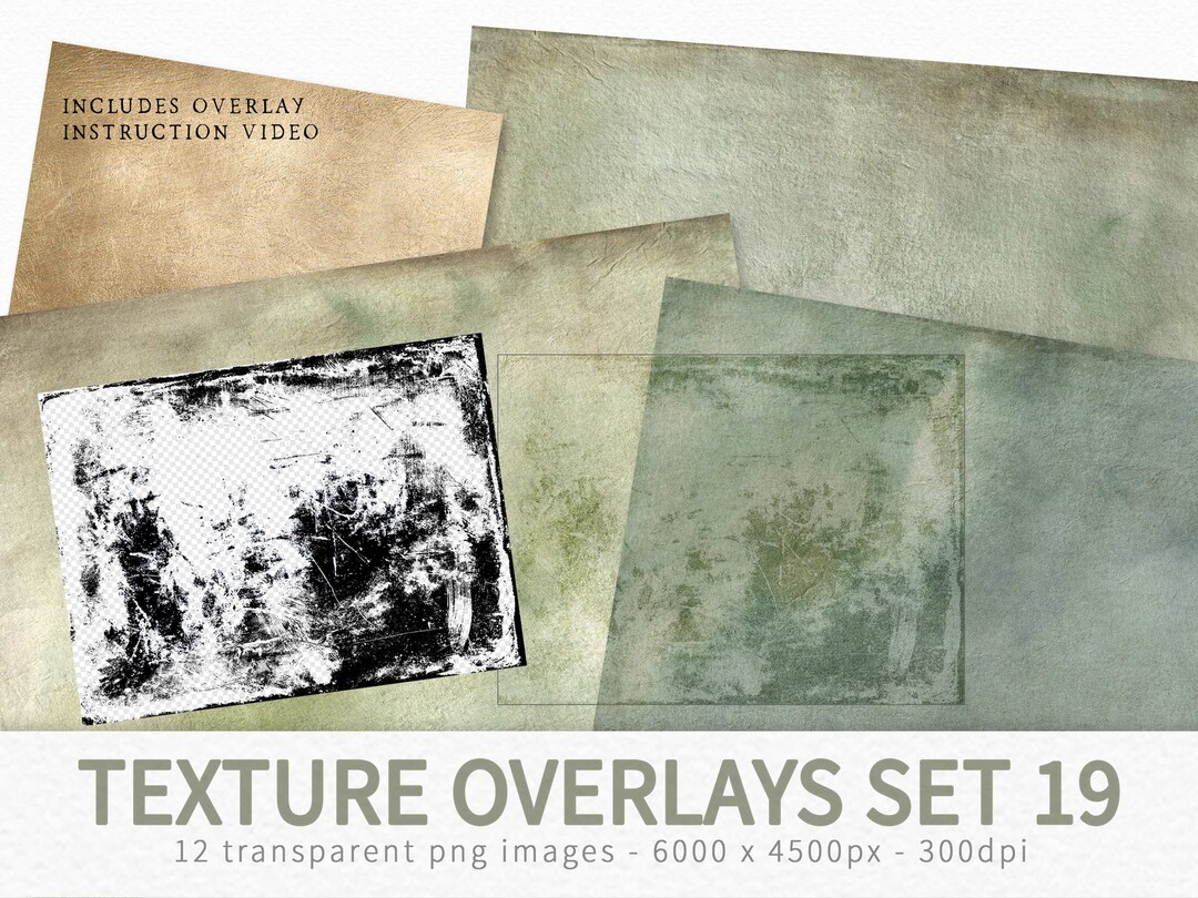 Texture Overlays Set 19 - Transparent Grunge Overlays - Texture Clipping Masks - Photo Editing ...