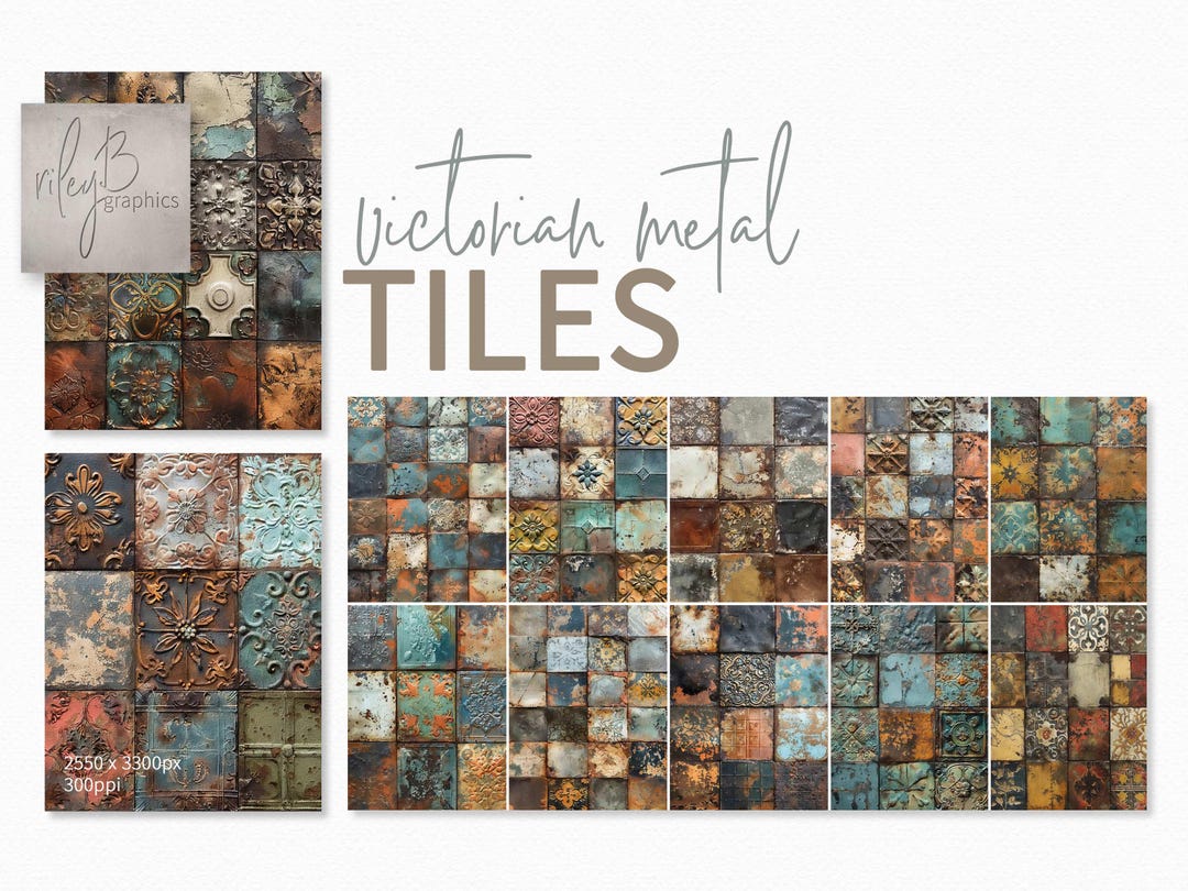 Victorian Metal Tiles – Distressed Tin Ceiling Squares – Weathered ...