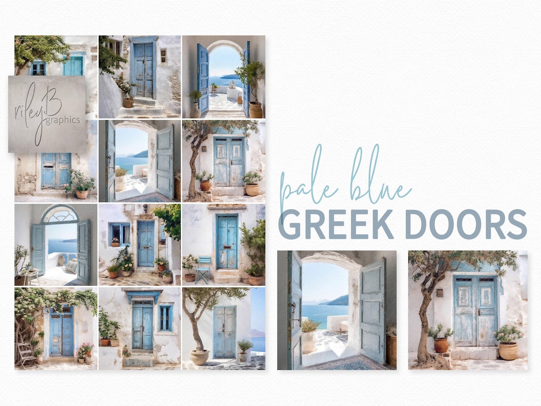 Pale Blue Greek Doors – Mediterranean Doorways – Aegean Island ...