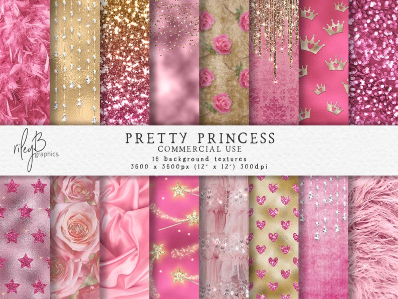 Pretty Princess Textures Pink and Gold Princess Textures - Etsy