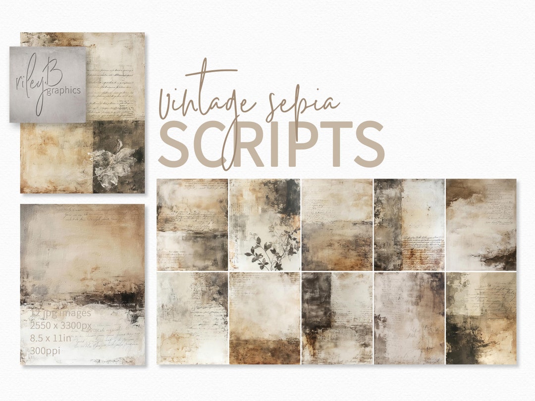 Vintage Sepia Scripts - Weathered Handwritten Text and Grungy Aged ...