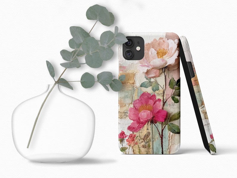 Pink Spring Botanicals – Soft Floral Collage Art With Roses Birds and ...