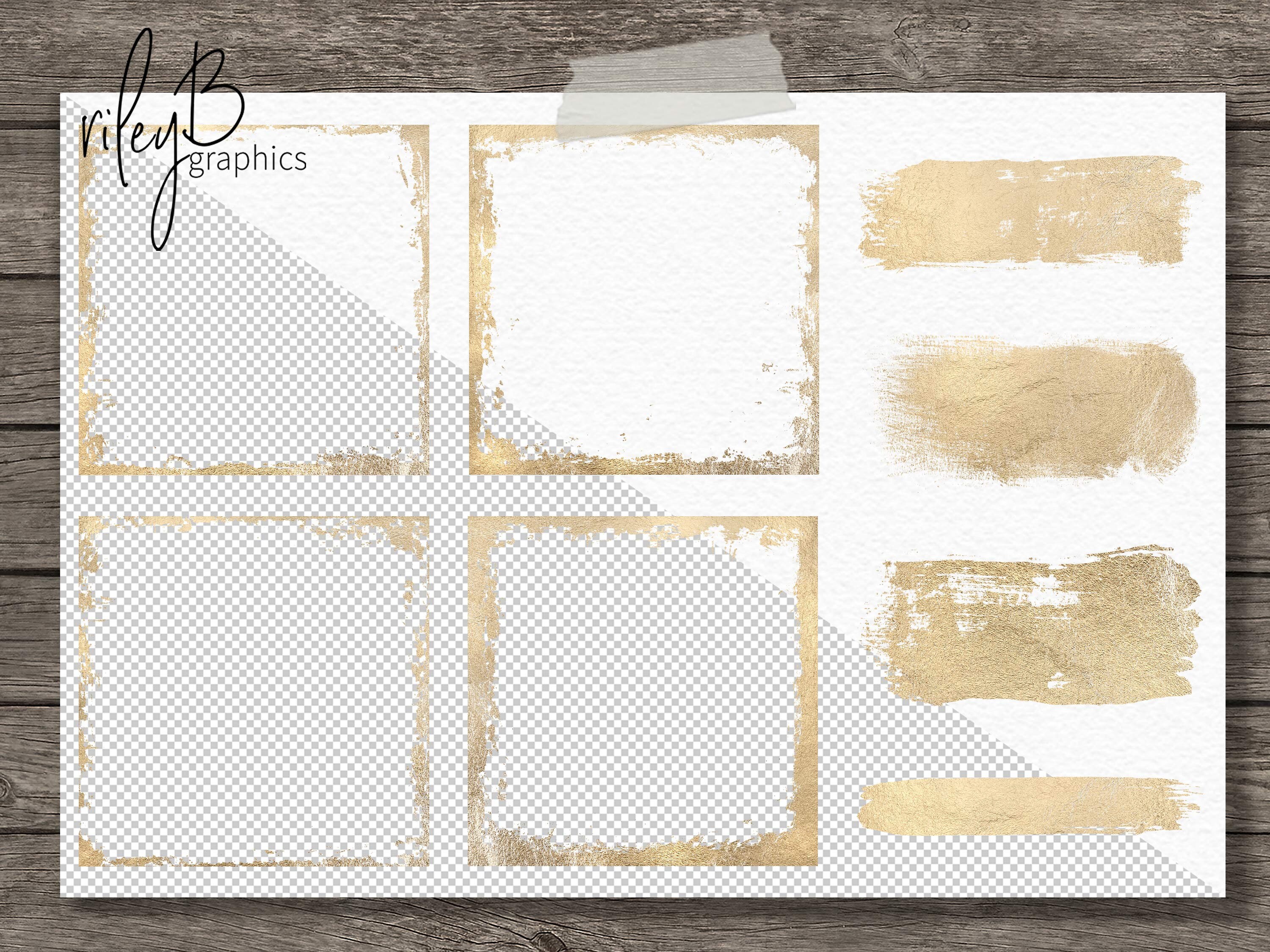 Gold Leaf Borders Overlay Clipart Gold Flake Edges - Etsy