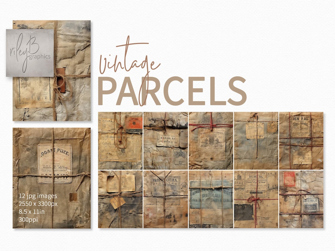 Vintage Parcels - Aged Paper Textures With String and Label Details ...
