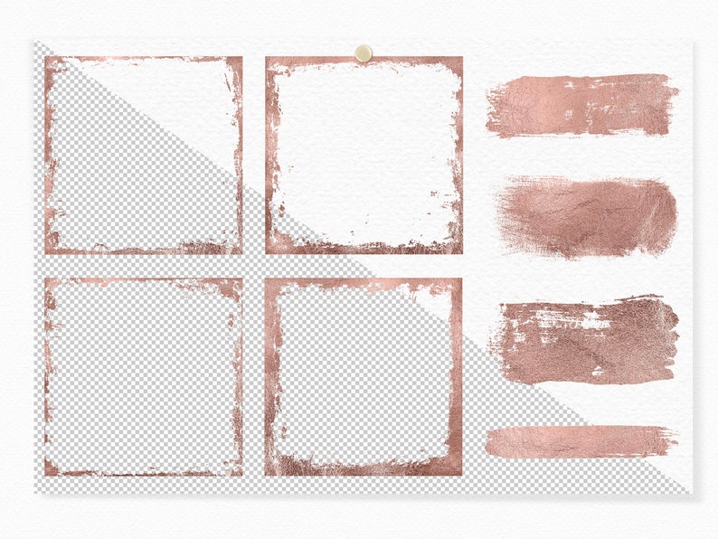 Rose Gold Leaf Borders Overlay Clipart Rose Gold Flake Edges - Etsy