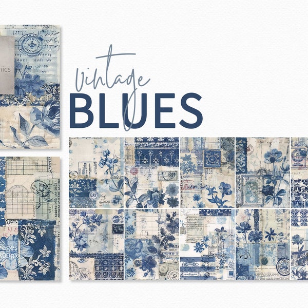 Blue Collage Kit - Etsy