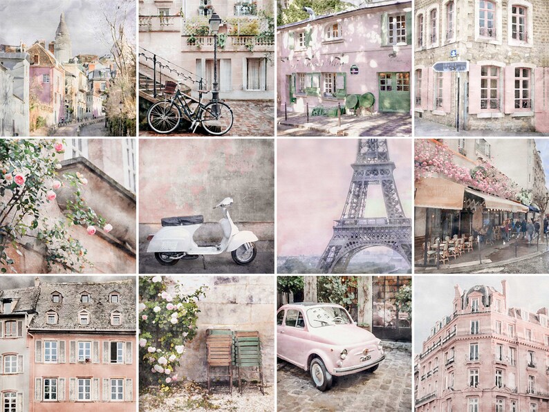 Pink Paris Watercolors – French City Streets – Soft Vintage ...