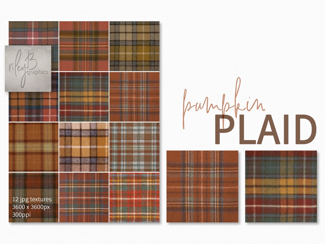 Pumpkin Plaid Textures Fall Plaid Backgrounds Orange and Brown Plaid ...