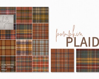 Pumpkin Plaid Texture Pngs - Fall Plaid Backgrounds - Orange and Brown ...