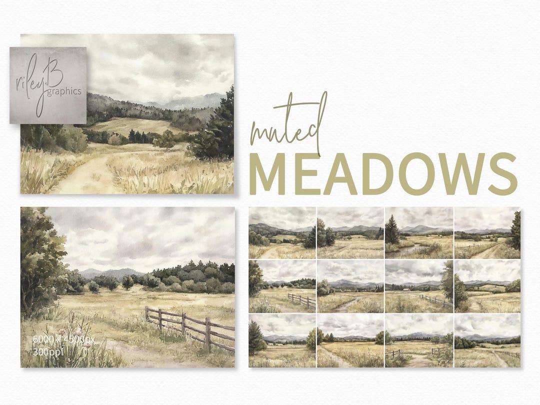 Muted Meadows – Soft Country Landscapes – Overcast Pasture Views – Pale ...
