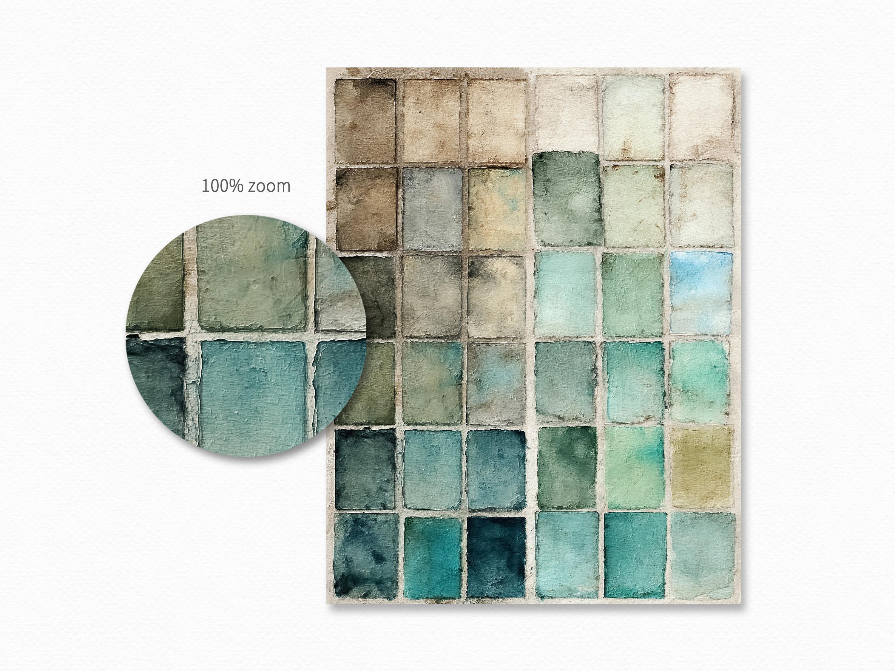 Aqua Swatches – Vintage Style Teal Blue Green Watercolor Color Blocks ...