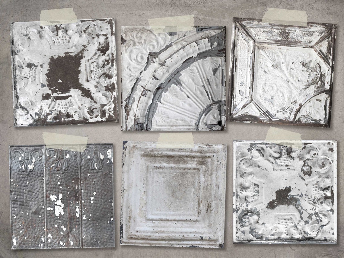 Vintage Ceiling Tiles Tin Tile Backgrounds Weathered Paint - Etsy