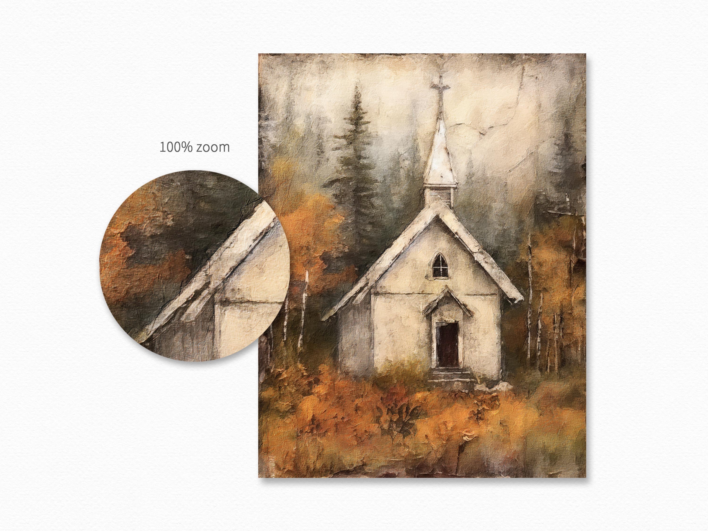 Autumn Chapels – Vintage Fall Church Art – Rustic Country Chapel Prints ...