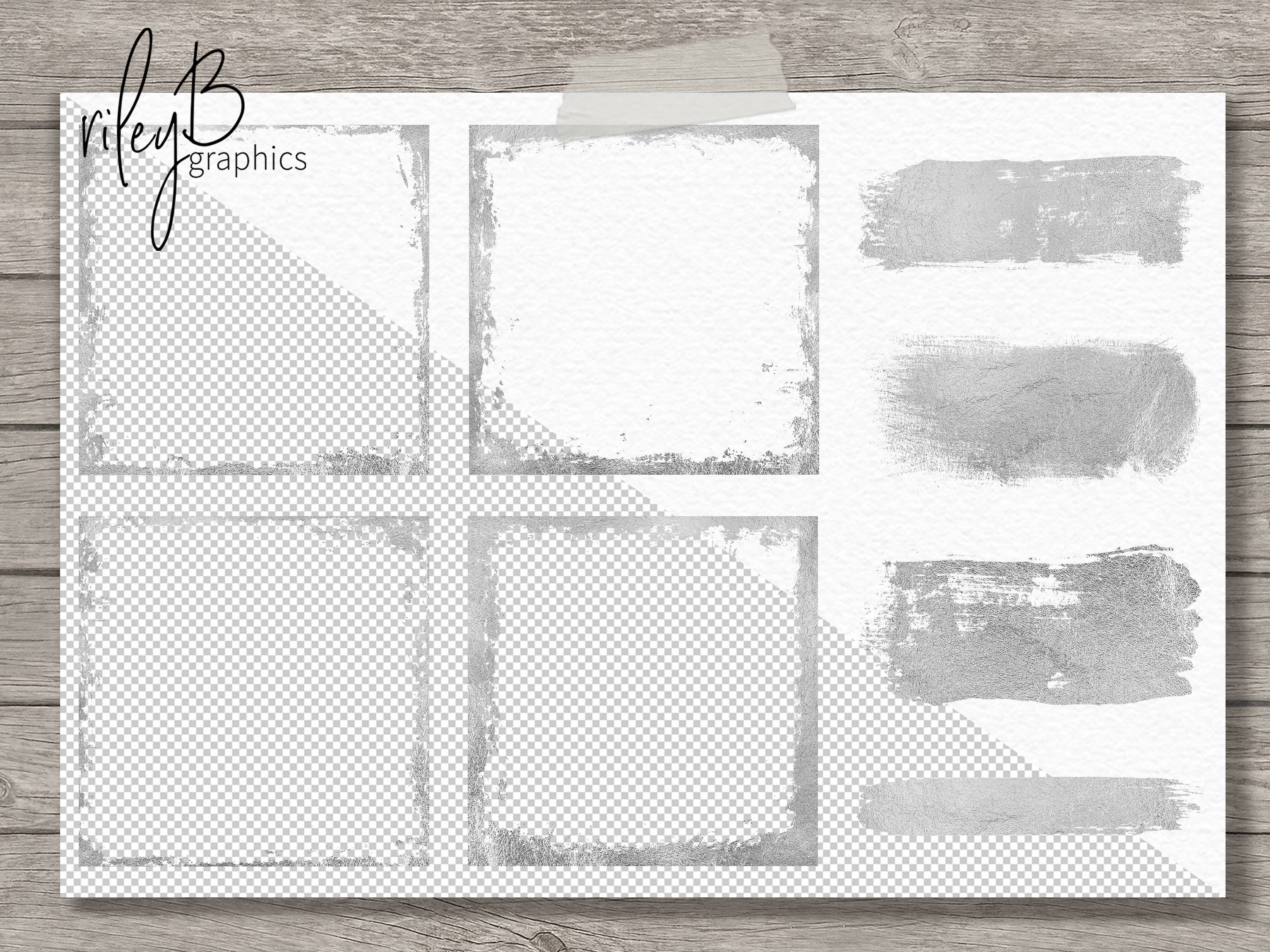 Silver Leaf Borders Overlay Clipart Silver Flake Edges | Etsy