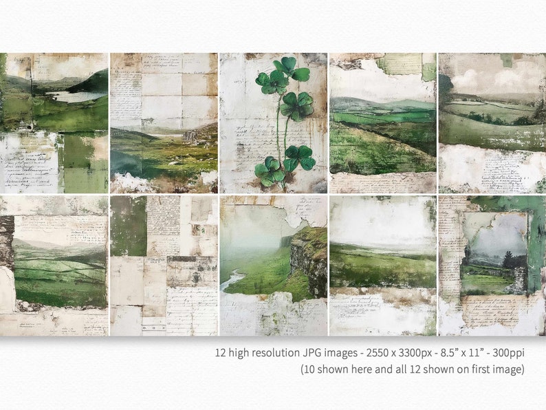 Rustic Irish Countryside - Torn Paper Irish Landscapes and Green Field ...