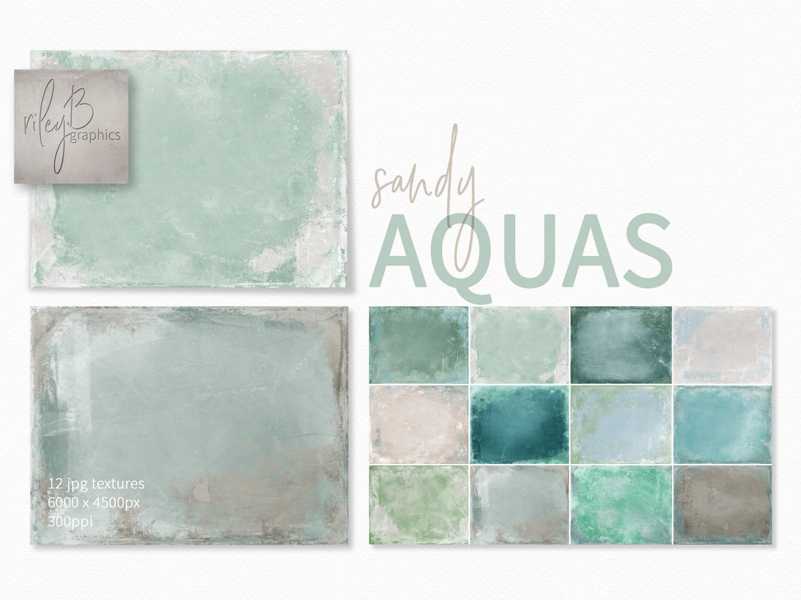 Sandy Aquas – Weathered Aqua Texture Set – Soft Coastal Blue Overlays ...