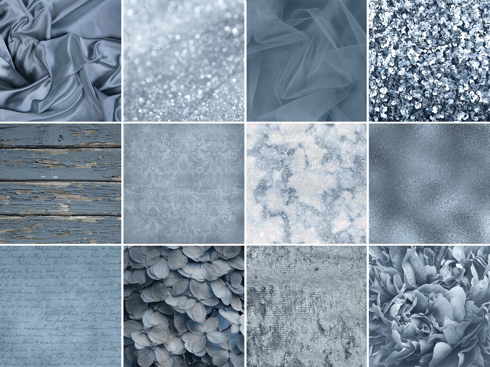 Dusty Blues – Blue Satin Fabric and Glitter Textures – Dirty Blue ...