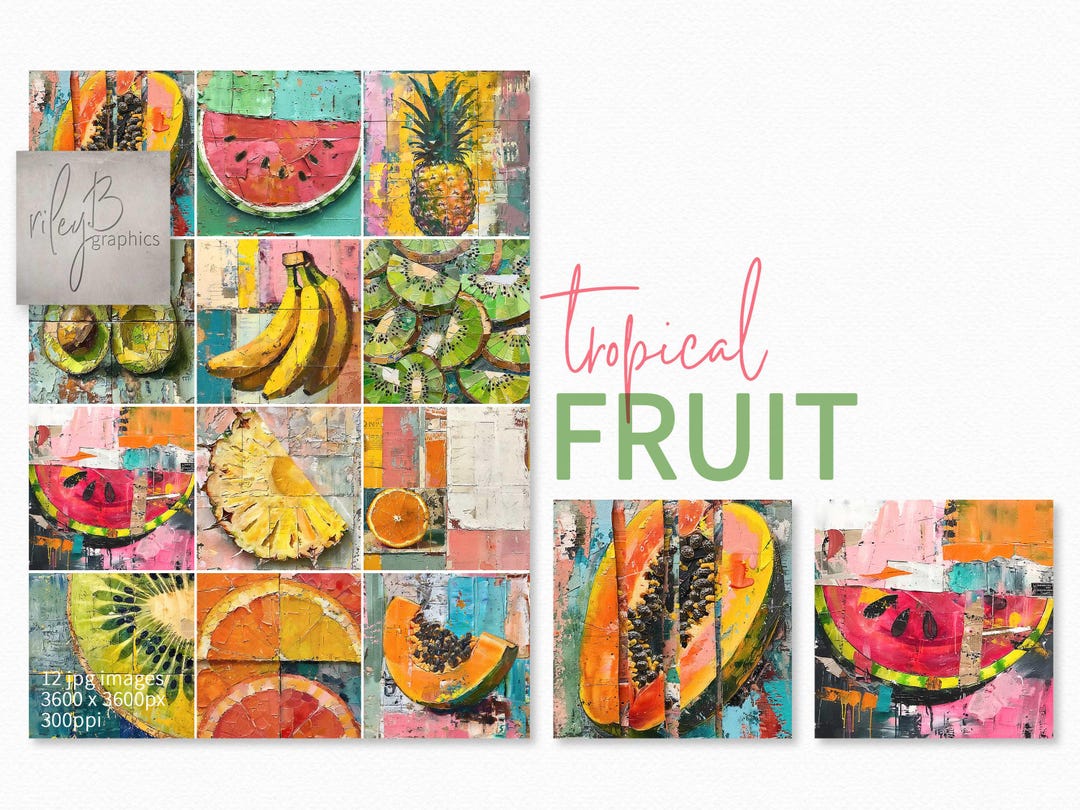 Tropical Fruit - Abstract Tropical Fruit Paintings - Vibrant Mixed ...