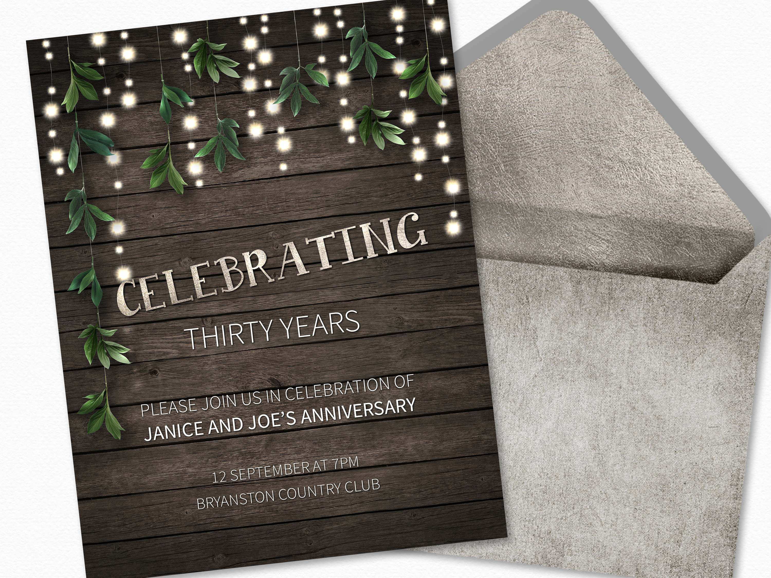 Wood and Lights Backgrounds - Rustic Wedding Invitation Digital ...