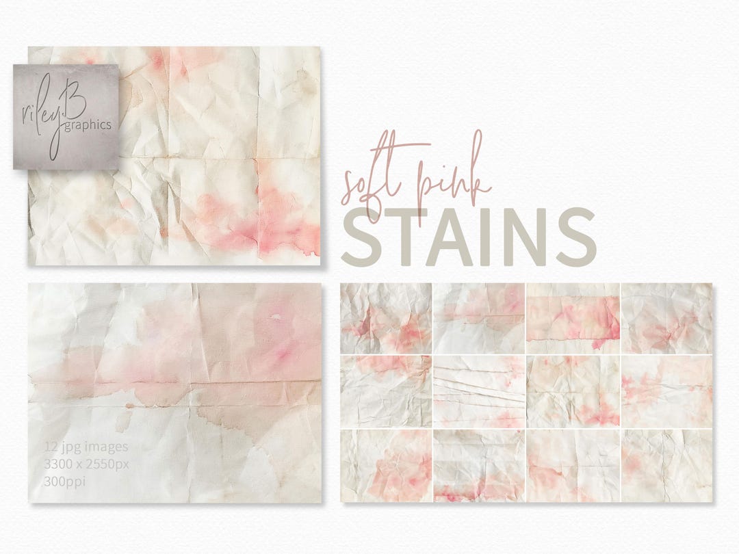 Soft Pink Stains – Light Blush Watermarks on Wrinkled Paper – Faded ...