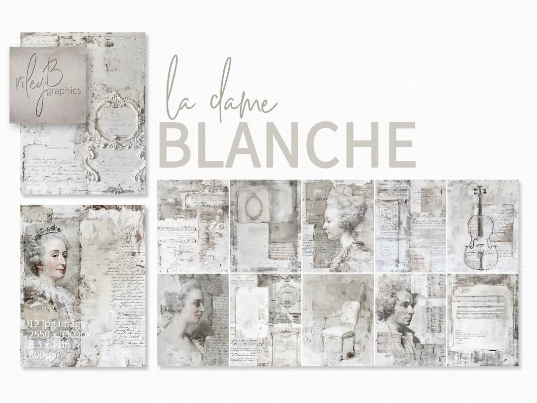 La Dame Blanche - French Classical Collage Set With Baroque Portraits ...
