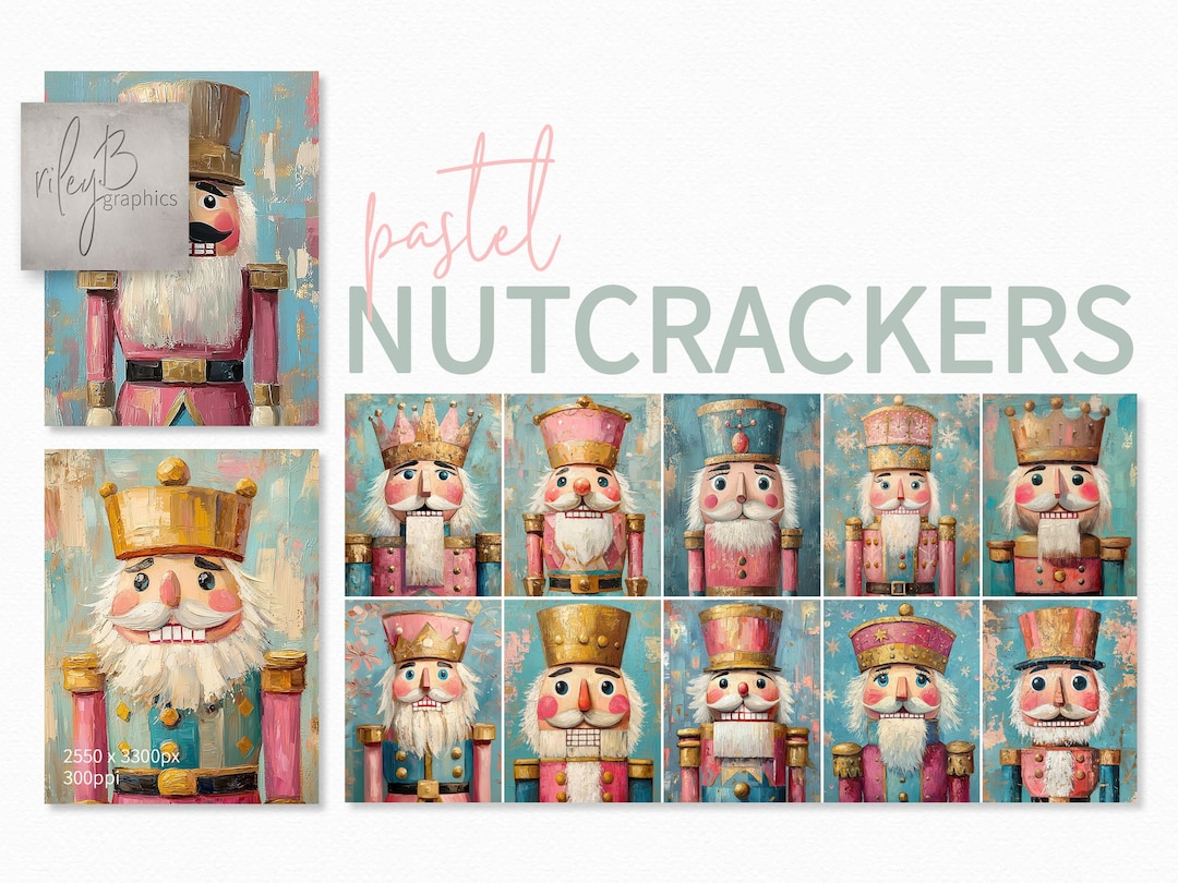 Pastel Nutcrackers – Whimsical Christmas Art – Vintage Nutcracker Soldier Prints – Pink and Blue ...