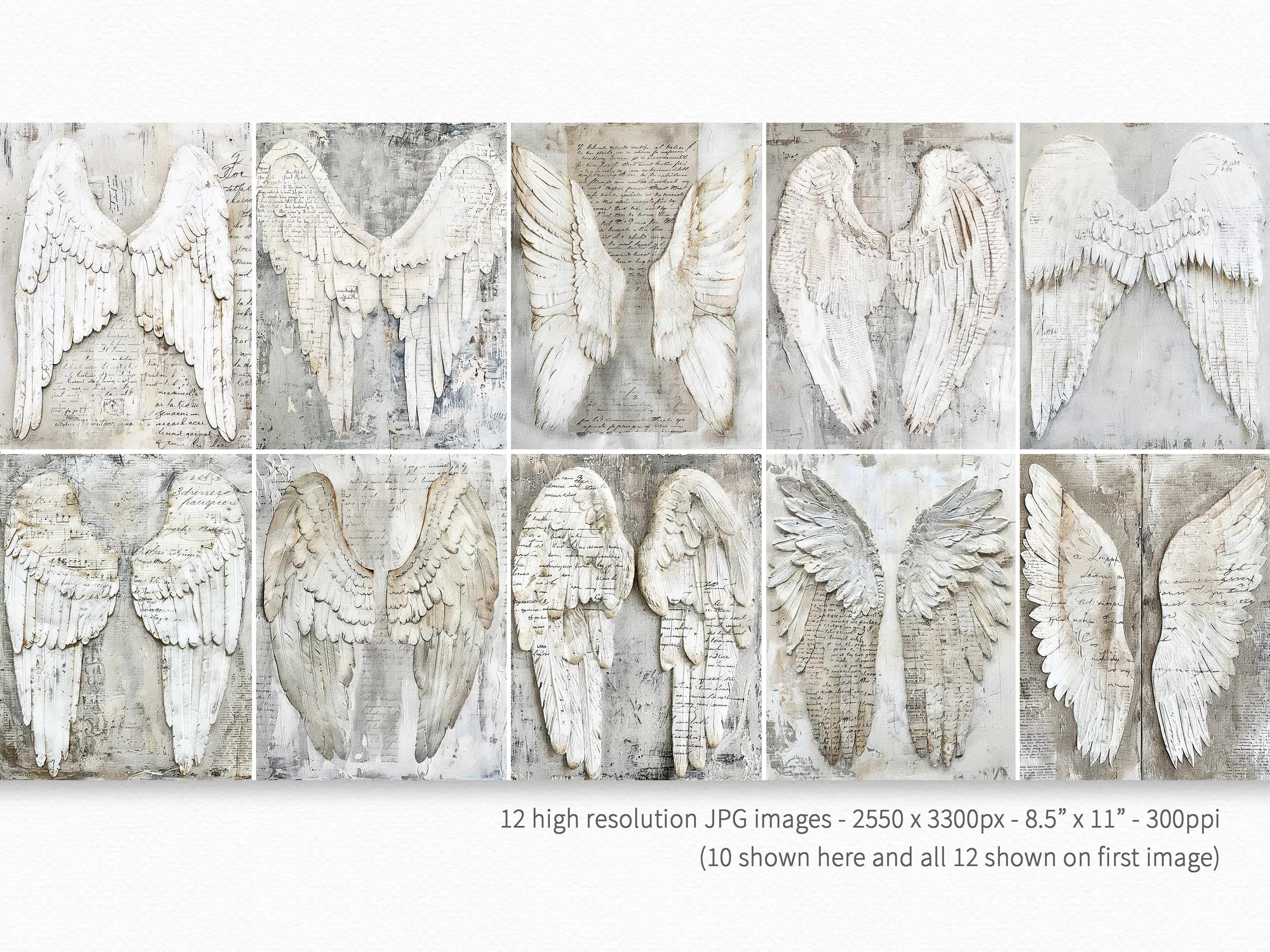 Angel Wings Paintings – Layered Wing Studies – Neutral Tones With ...