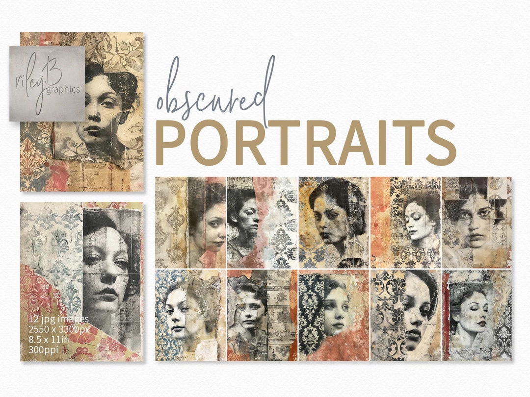 Obscured Portraits – Vintage Collage Hidden Face Art – Mixed Media ...