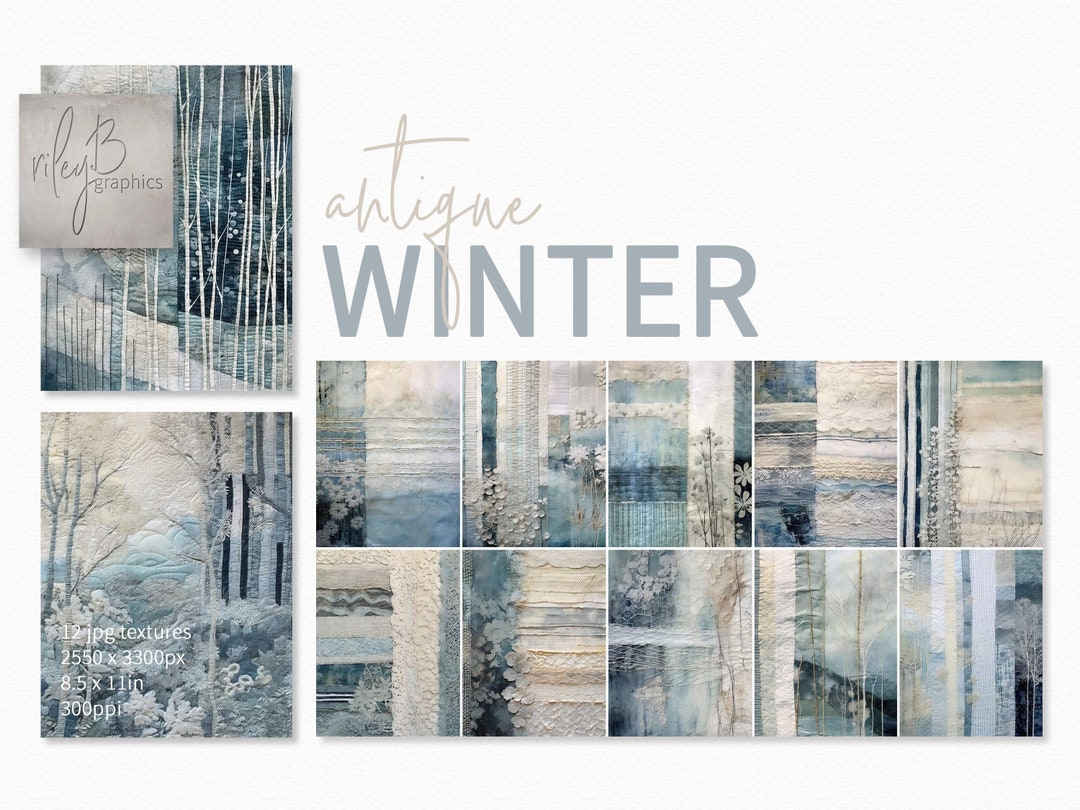 Antique Winter – Vintage Fabric Textures – Soft Blue and Cream Layers ...