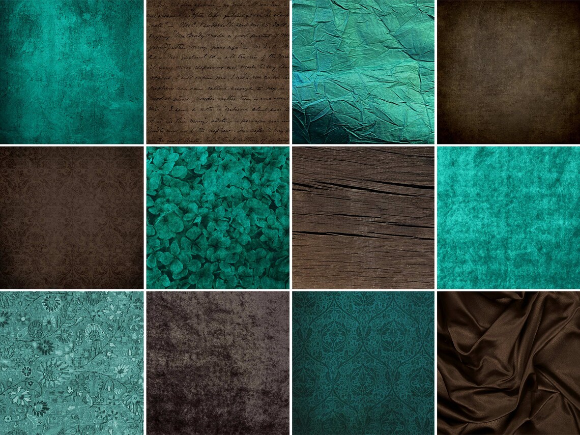 Chocolate and Turquoise Textures Brown Digital Paper - Etsy