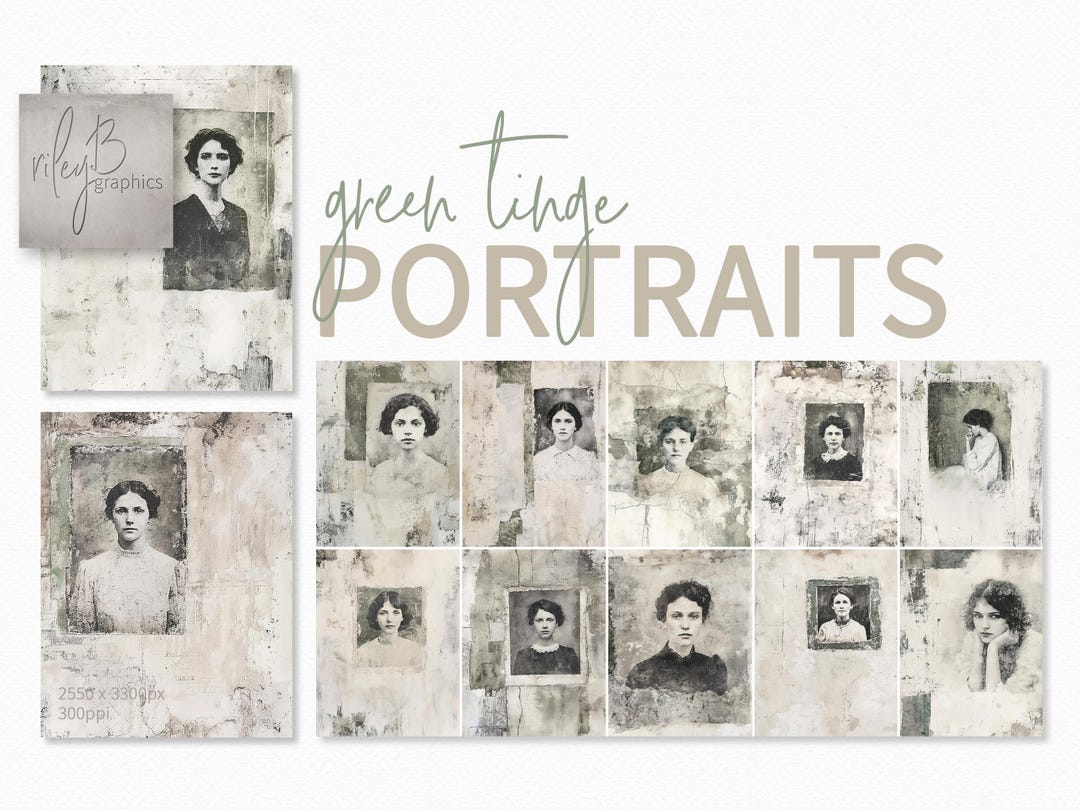 Green Tinge Portraits – Faded Vintage Women – Sepia Tones With Green ...