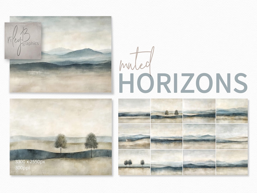 Muted Horizons – Minimalist Landscape Art – Soft Earth Tone Wall Decor ...