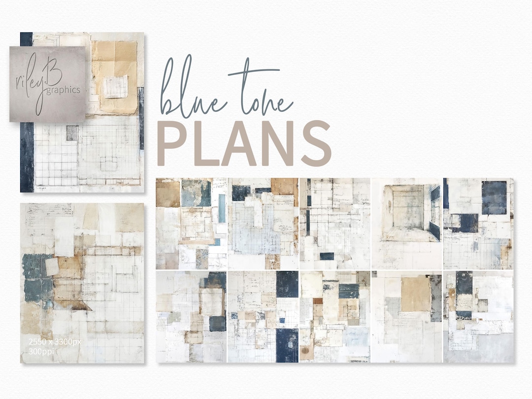 Blue Tone Plans – Faded Architectural Layers – Neutral Grid Draft ...