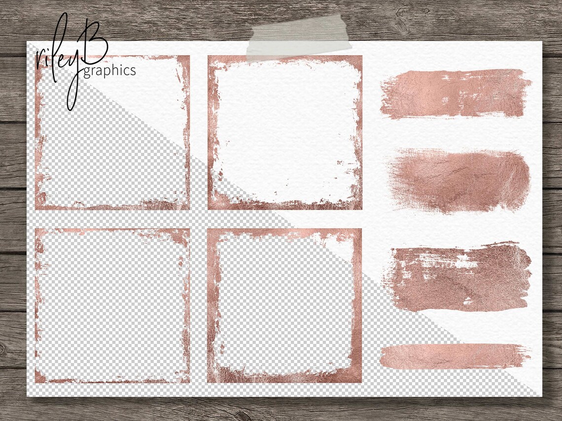 Rose Gold Leaf Borders Overlay Clipart Rose Gold Flake Edges | Etsy