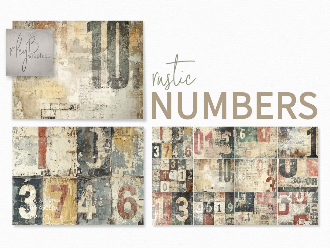 Rustic Numbers – Vintage Number Collage Art – Distressed Mixed Media ...