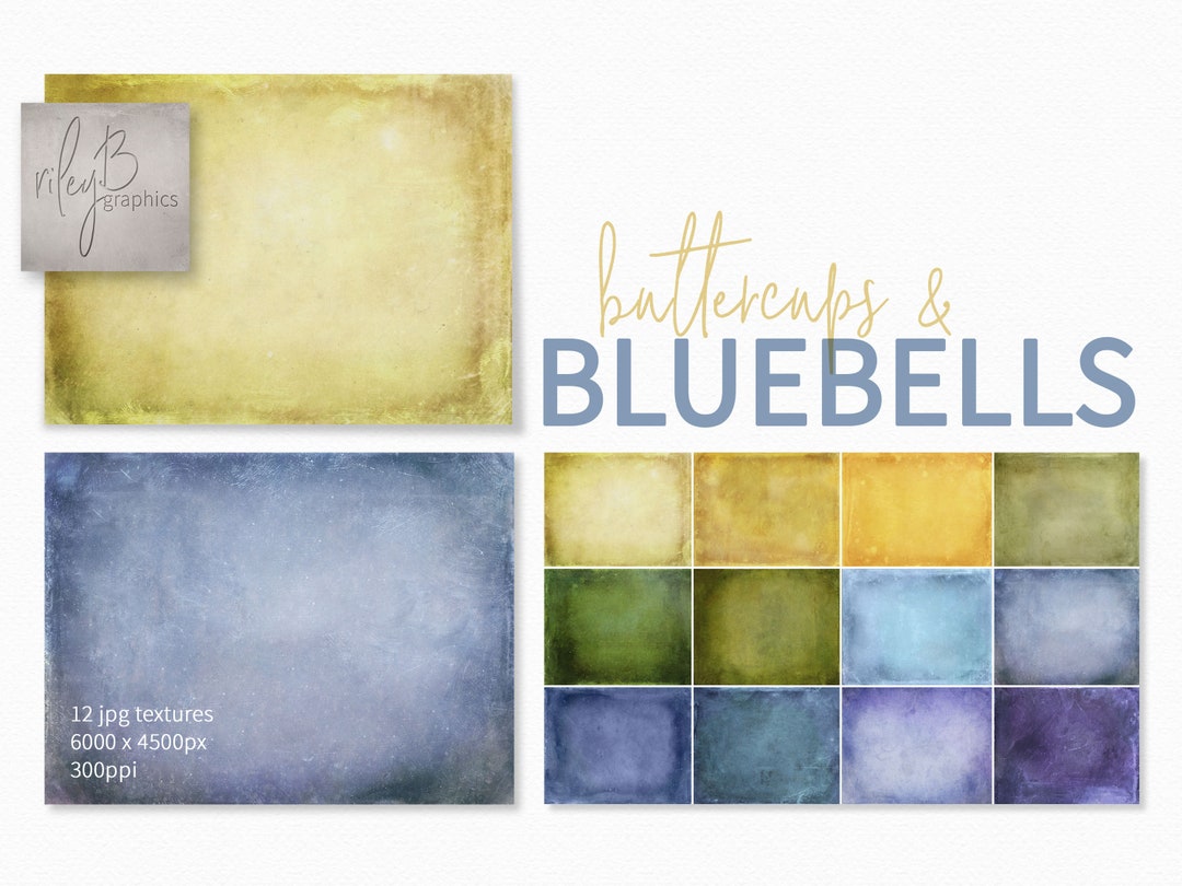 Buttercups and Bluebells Textures - Blue Yellow Colored Textured ...
